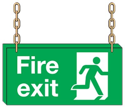 Double Sided Hanging Fire Exit With Running Man | Allsigns