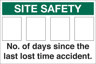 Site Safety – No. Of Days Since The Last Lost Time Accident | Allsigns
